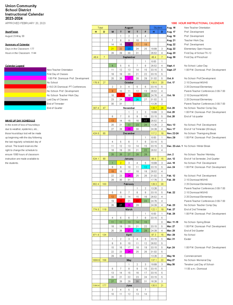 Calendars - Union Community School District